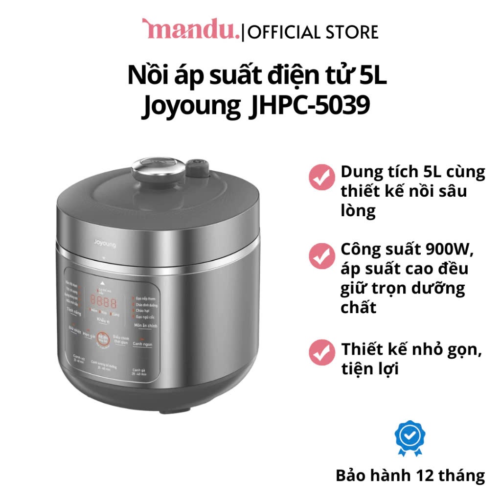 Nồi áp suất điện tử 5L Joyoung JHPC-5039, dung tích lớn, công suất cao, nấu cơm ngon, tiện lợi ...