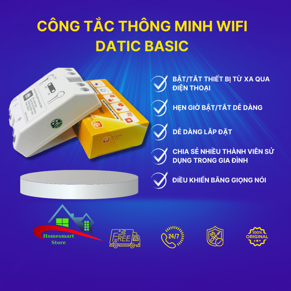 Công Tắc Wifi Thông Minh Hunonic Datic Basic 1 Kênh 500W Điều Khiển ...