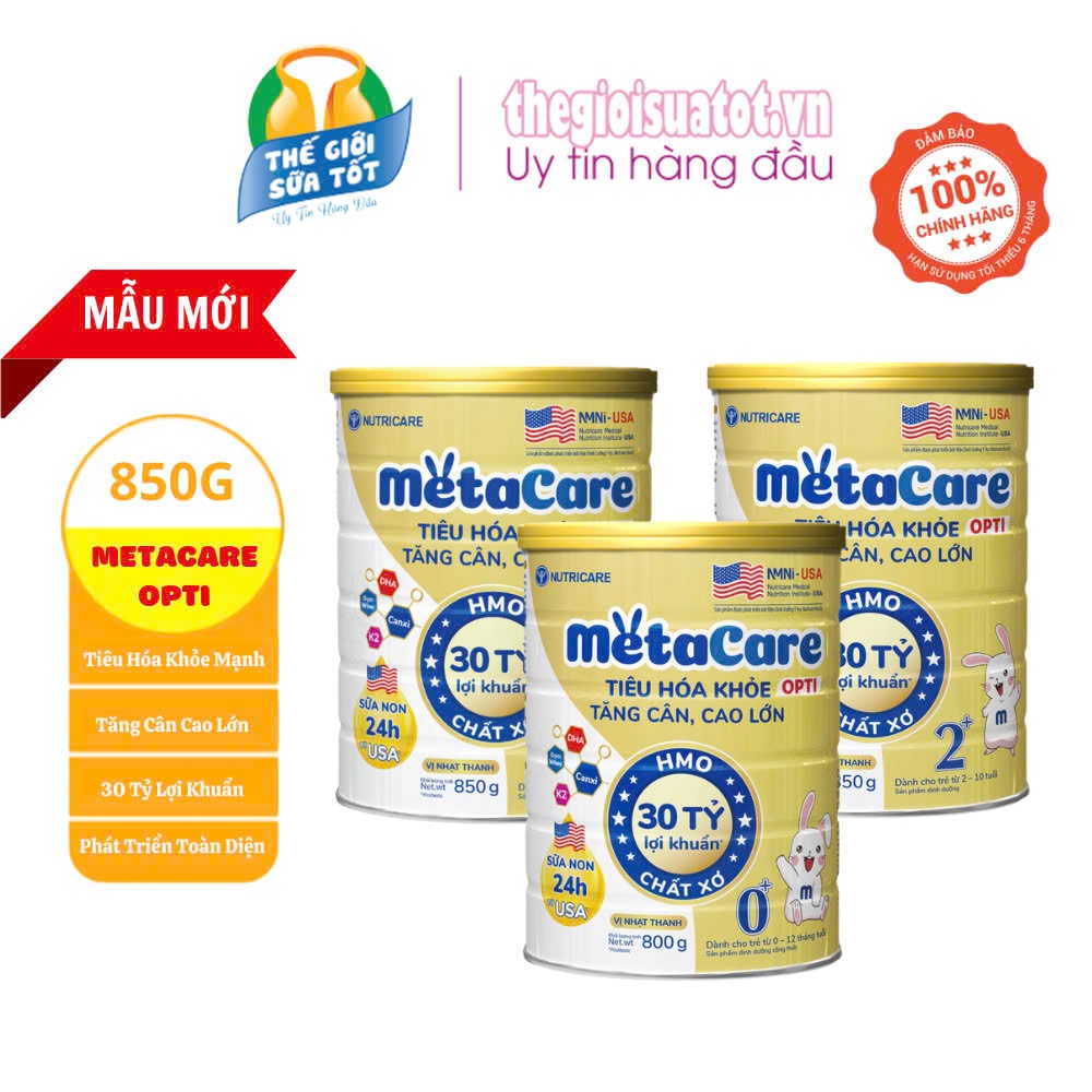 Sữa Bột Metacare Opti 0+ 1+ 2+ 850G - Nutricare - Tiêu Hóa Khỏe Tăng ...