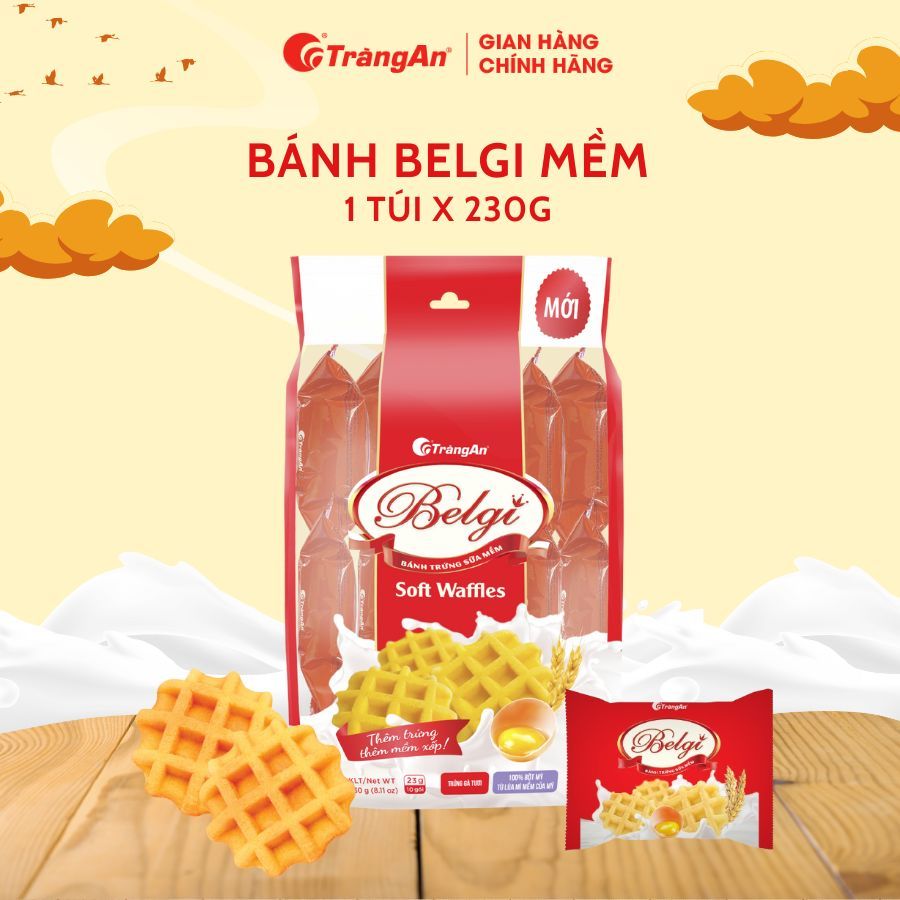 Bánh trứng sữa mềm Belgi dạng túi 230g, bổ sung DHA, tốt cho sức khỏe ...