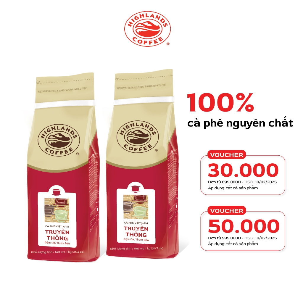 Combo 2 Cà Phê Bột Truyền Thống Highlands Coffee 1Kg | Shopee Việt Nam