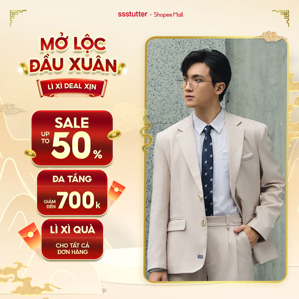 Áo khoác blazer nam nữ SSSTUTTER suit hàng nút đơn có lót trong đứng ...