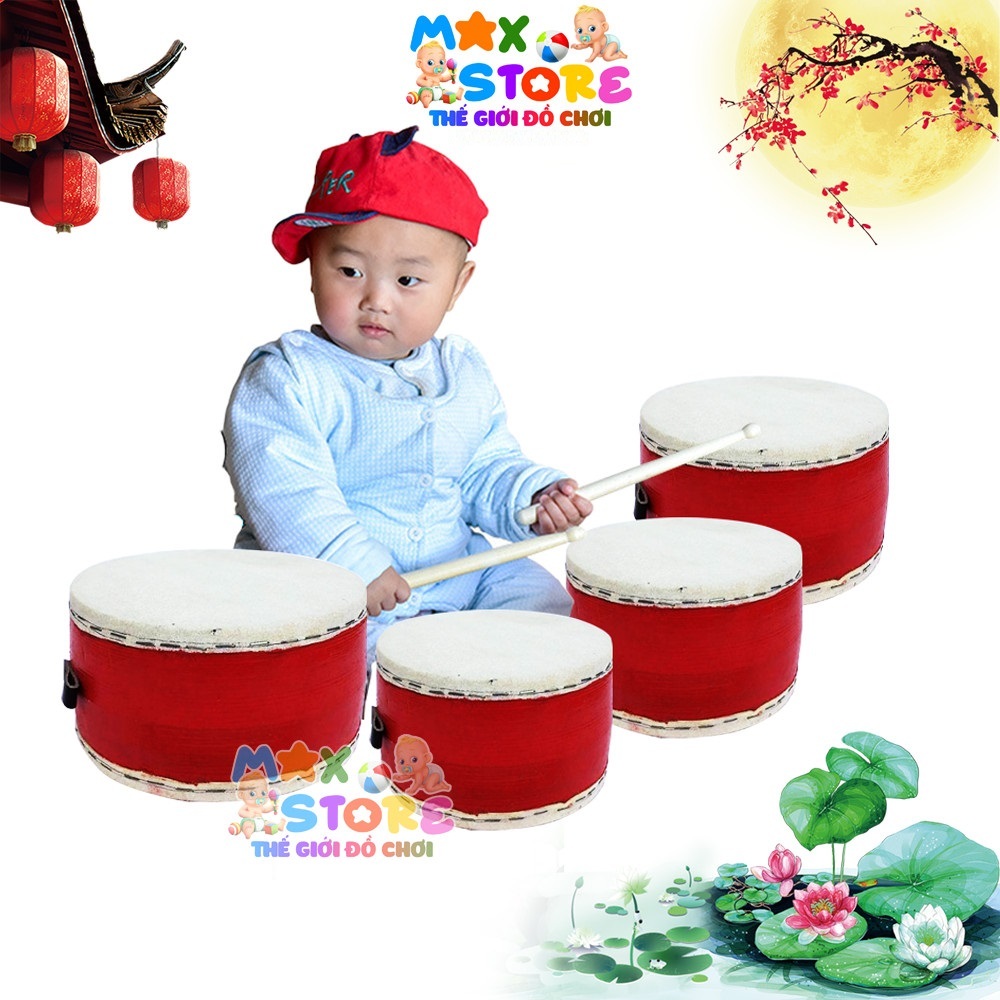 BỘ TRỐNG CON KÈM DÙI, TRỐNG DA TRUNG THU SIZE NHỎ CHO TRẺ EM, TRỐNG DA ...
