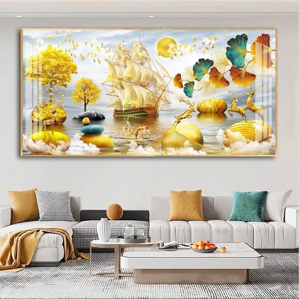 Tranh "Thuận Buồm Xuôi Gió'' Decor Phòng Khách, Phòng Làm Việc In UV5D ...