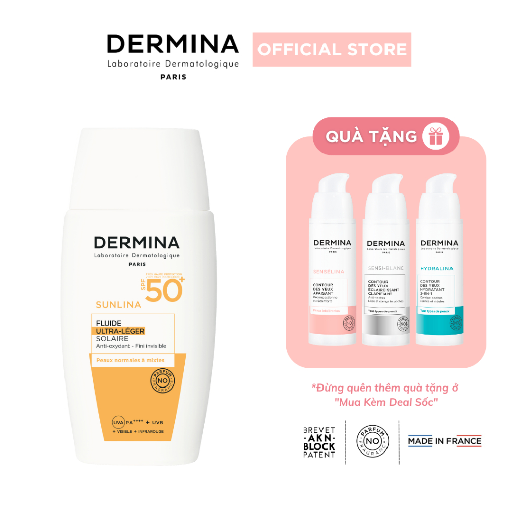 Sữa Chống Nắng Dịu Nhẹ Bảo Vệ 360 Độ Dermina Sunlina Ultra-Light Sun ...