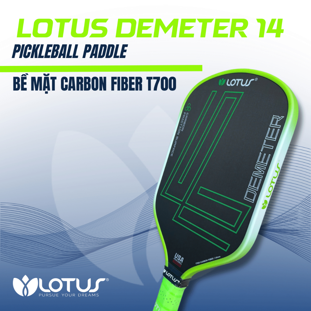 VỢT PICKLEBALL LOTUS DEMETER T700 Carbon, Hiệu Suất Đỉnh Cao, Kiểm Soát ...