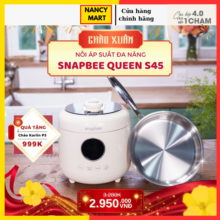 Nồi áp suất Snapbee Queen S45-nồi nấu chậm-nấu cơm-thể tích 4,5 lít ...