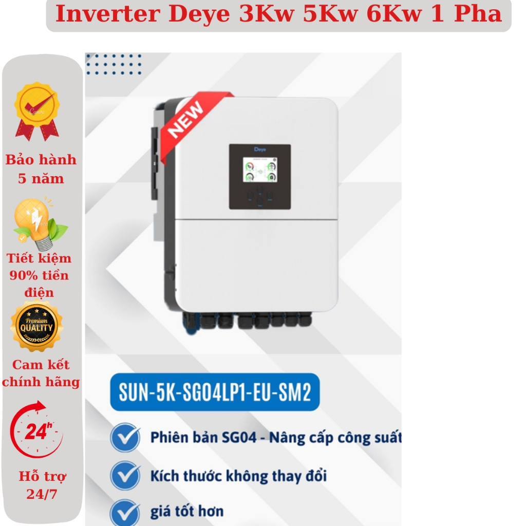 Inverter Deye 3Kw 5Kw 6Kw 1 Pha I Biến Tần Hybrid, Bảo Hành 5 Năm | Shopee Việt Nam