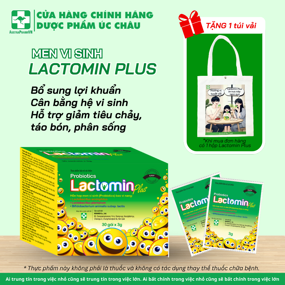 Men Vi Sinh LACTOMIN PLUS (Hàn Quốc, Gói Bột) - Giảm Tiêu Chảy, Táo Bón ...