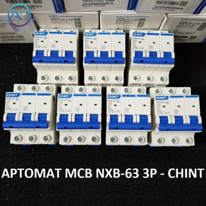 [ Chính hãng ] Aptomat CHINT NXB-63 3P 10A 16A 20A 25A 32A 40A 50A 63A, CB tép MCB NXB-125 3P ...