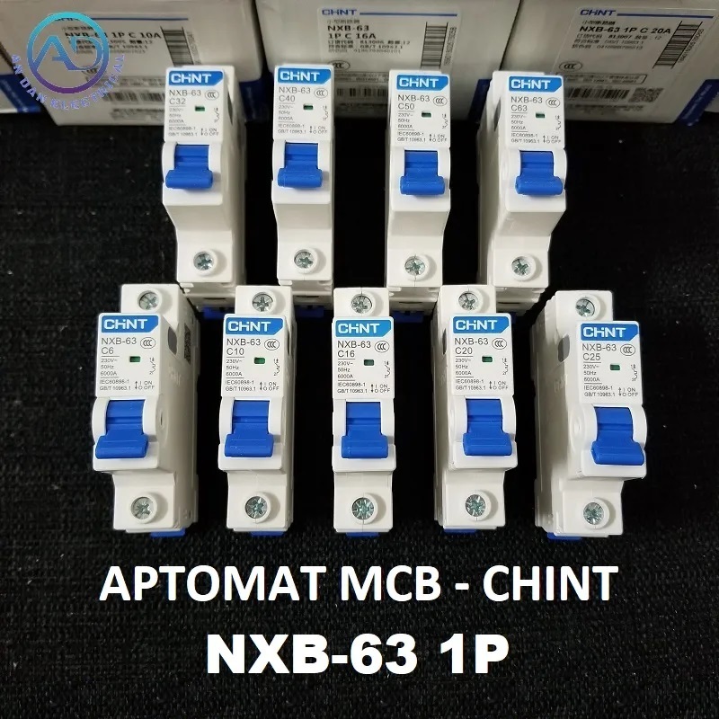 Aptomat CHINT NXB-63 1P, CB tép 220V 1P 6A 10A 16A 20A 25A 32A 40A 50A 63A 100A (Đơn tối thiểu ...