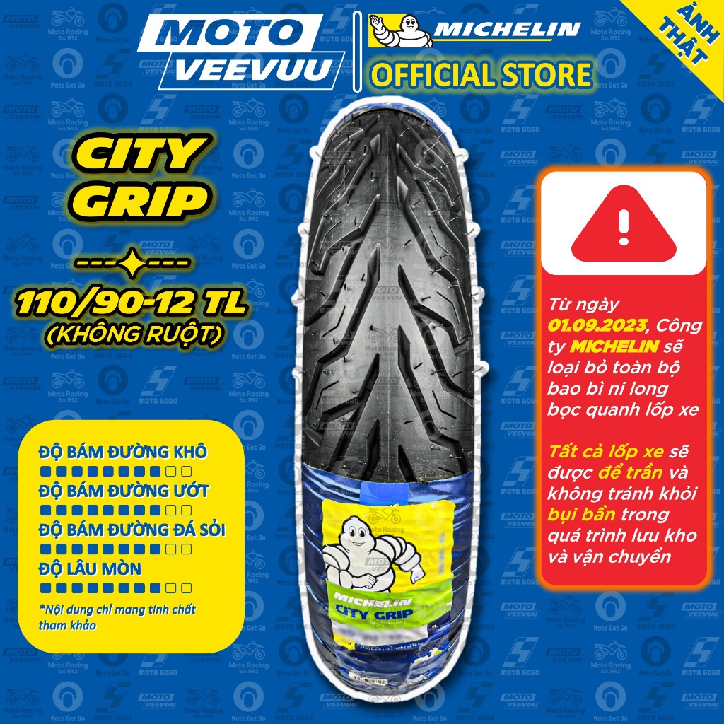 [MTVV] Vỏ lốp xe máy MICHELIN City Grip 110/90-12 Zoomer X Free Go ...
