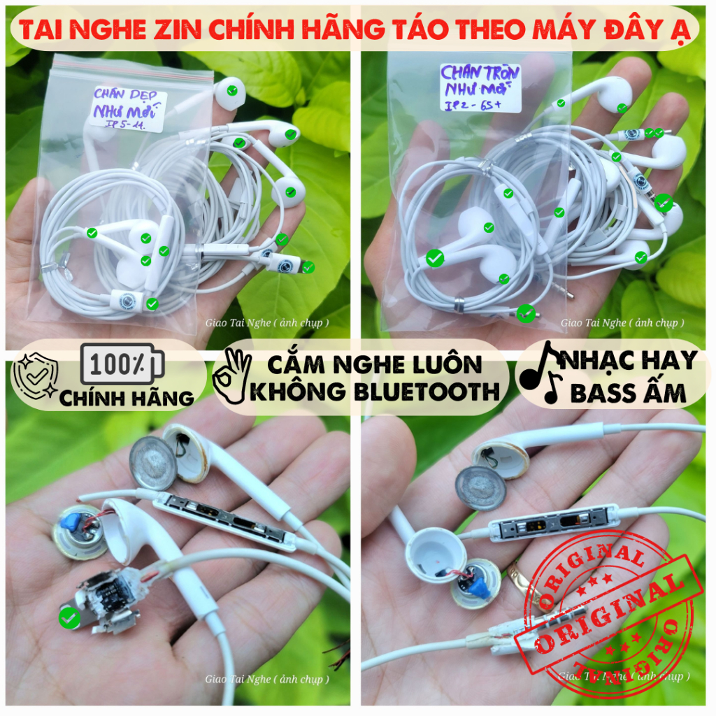 Tai nghe chính hãng, zin theo máy cho AI PHON Chân dẹp, Chân tròn, nghe ...