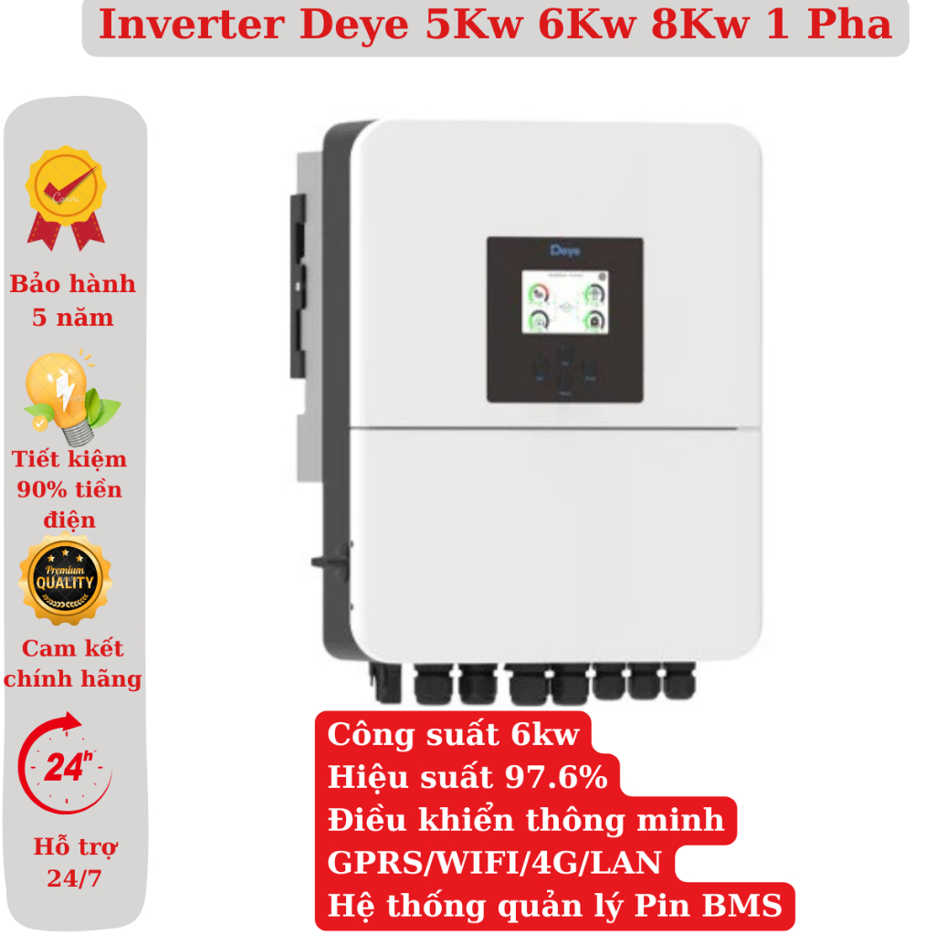 Inverter Deye 5Kw 6Kw 8Kw 1 Pha, Biến Tần Hybrid, Bảo Hành 5 Năm | Shopee Việt Nam