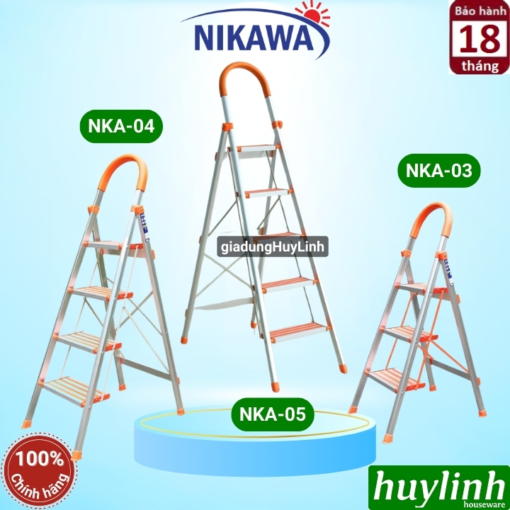 Thang nhôm ghế chữ A tay vịn Nikawa 3 bậc - 4 bậc - 5 bậc (NKA-03 - NKA-04 - NKA-05) - Chính ...
