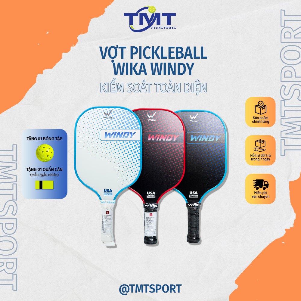 Vợt Pickleball Wika WINDY hàng chính hãng cán vợt bề mặt PU cao cấp ...