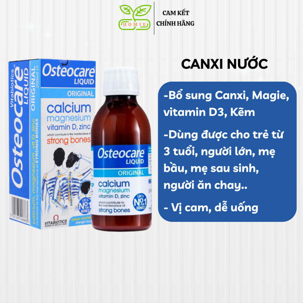 Canxi nước Osteocare Liquid Calcium bổ sung Canxi, Magiê, Vitamin D, Kẽm giúp xương chắc khỏe ...