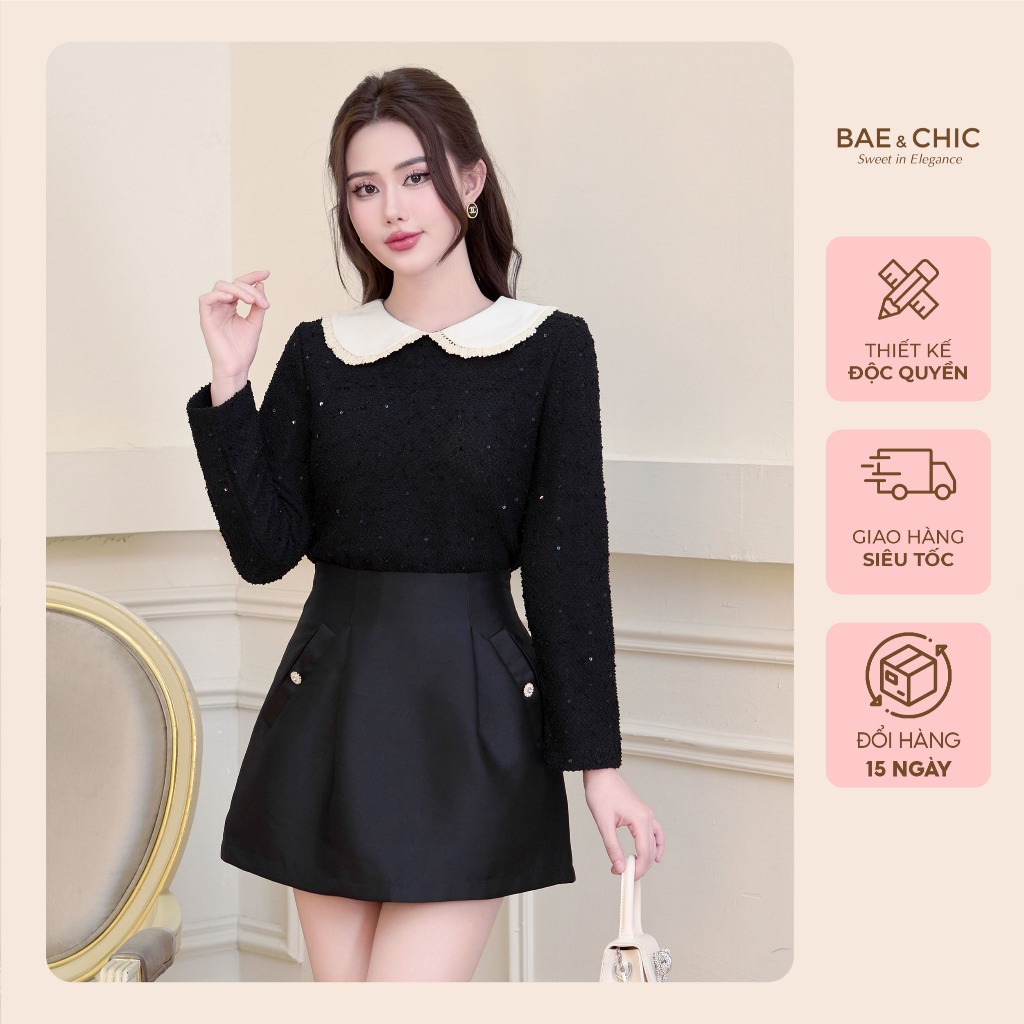 Áo Tiểu Thư Bae Chic Dài Tay Vải Kim Sa Cổ Sen Mặc Thu Đông AB68 | Shopee Việt Nam