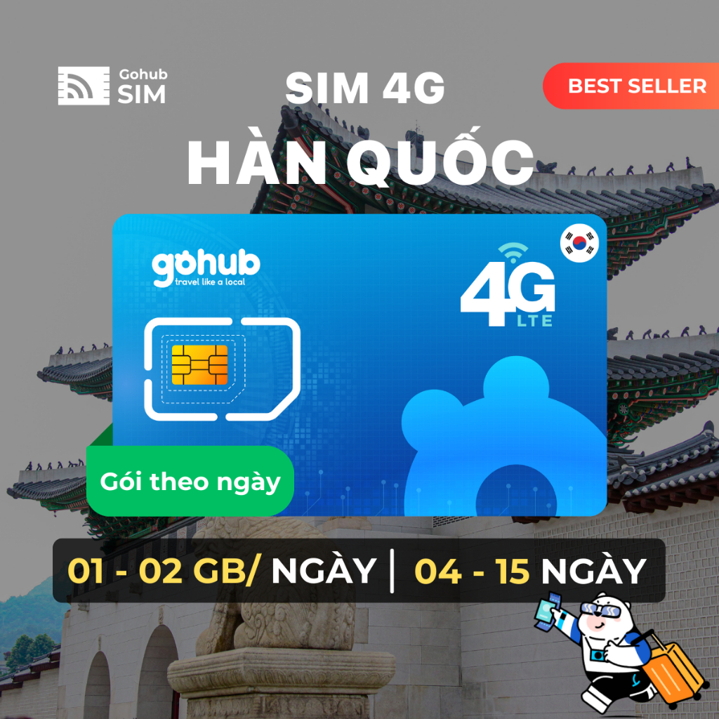 SIM Hàn Quốc 4G - Gói theo ngày (4 - 15 ngày) - Gohub tặng kèm que chọc ...