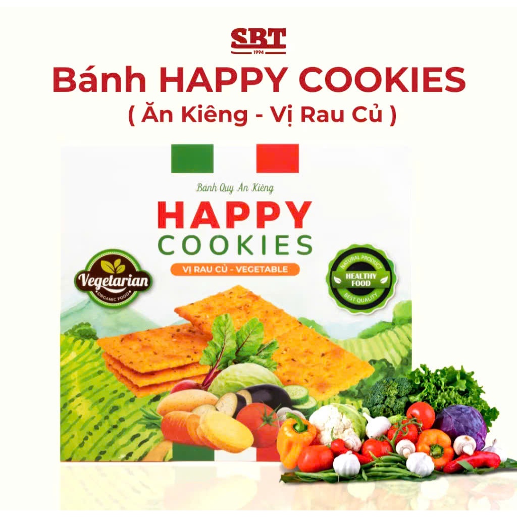 Bánh Quy Ăn Kiêng Ngũ Cốc Happy Cookies SBT Hộp 250 Gram Healthy Bổ ...
