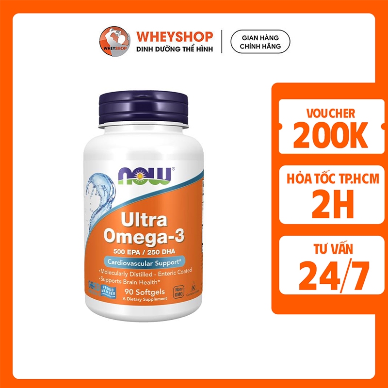 Viên uống bổ sung dầu cá Now Omega-3 Ultra 1000mg Fish Oil, 500mg EPA ...