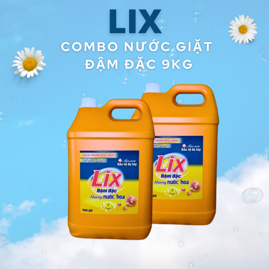 (Giao Hỏa Tốc) Combo Nước giặt LIX 9KG/Can Đậm Đặc 2X/Hương Nước Hoa ...