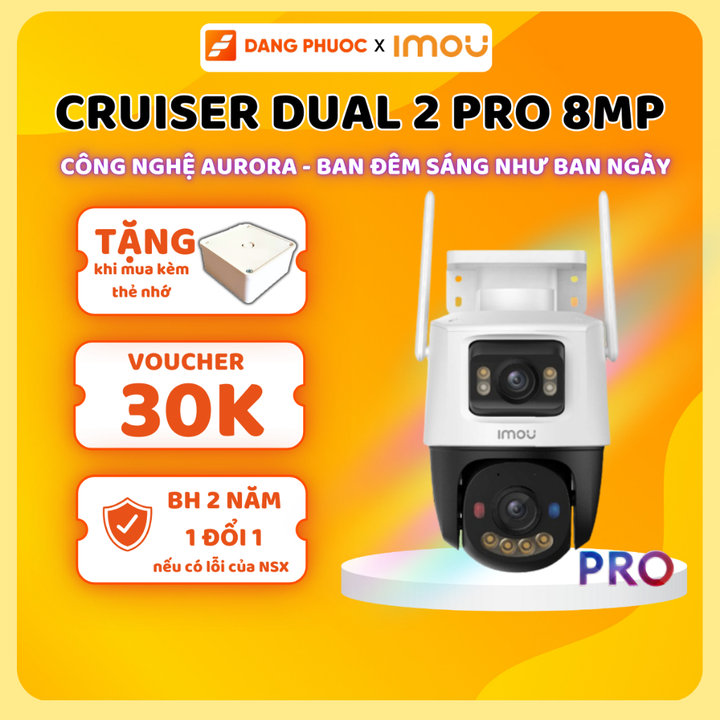 Camera Wifi IMOU 2 Mắt CRUISER DUAL 2 PRO xoay 360, có màu ban đêm, đèn ...