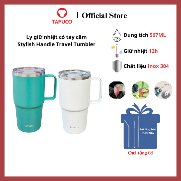 Ly giữ nhiệt có tay cầm TAFUCO 567ml Inox 304 Handle Stylish Travel ...