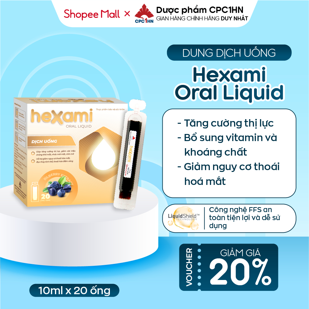 Dung dịch uống Hexami Oral Liquid tăng cường thị lực giảm khô mắt, mỏi ...