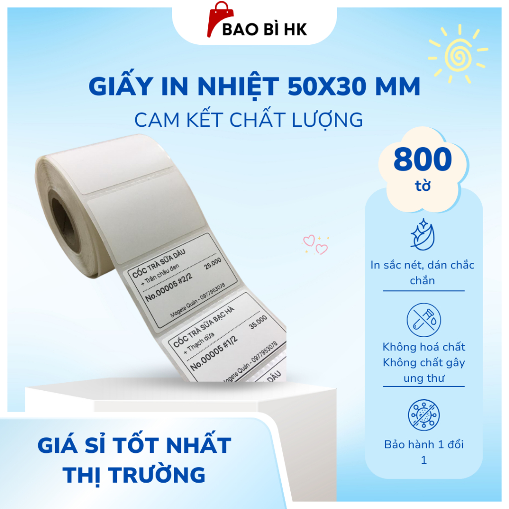 Giấy in tem, decal bóc dán trà chanh, trà sữa 50x30 (MM) | Shopee Việt Nam