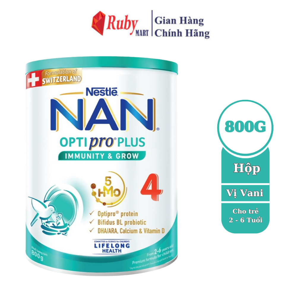 Sữa Bột Nestlé NAN OPTIPRO PLUS 4 800g/lon với 5HMO Hỗ trợ Đề Kháng ...