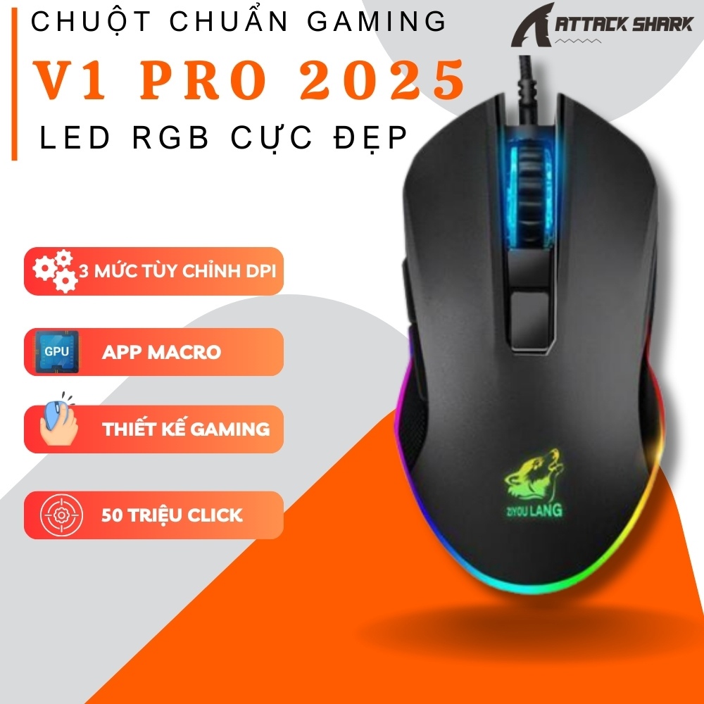 Chuột Máy Tính Attack Shark V1 LED RGB Sử Dụng Công Nghệ Chuột Mới DPI ...