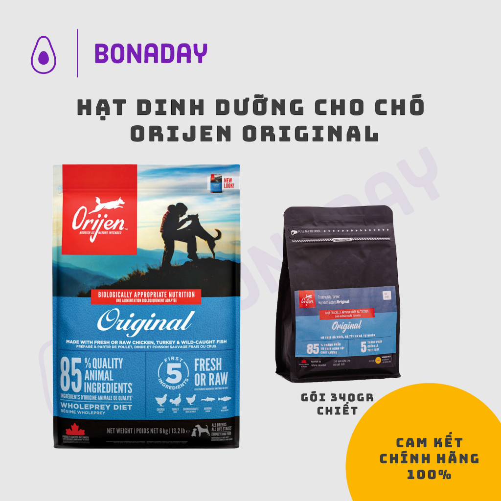 HẠT DINH DƯỠNG CHO CHÓ ORIJEN ORIGINAL, BONADAY PETS, từ thịt và cá ...