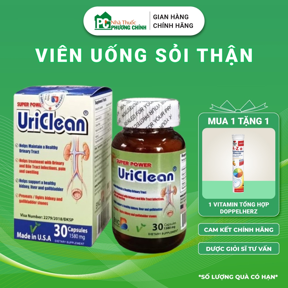 Viên Uống Sỏi Thận Super Power UriClean Giúp Làm Tan Sỏi Thận, Sỏi Mật ...