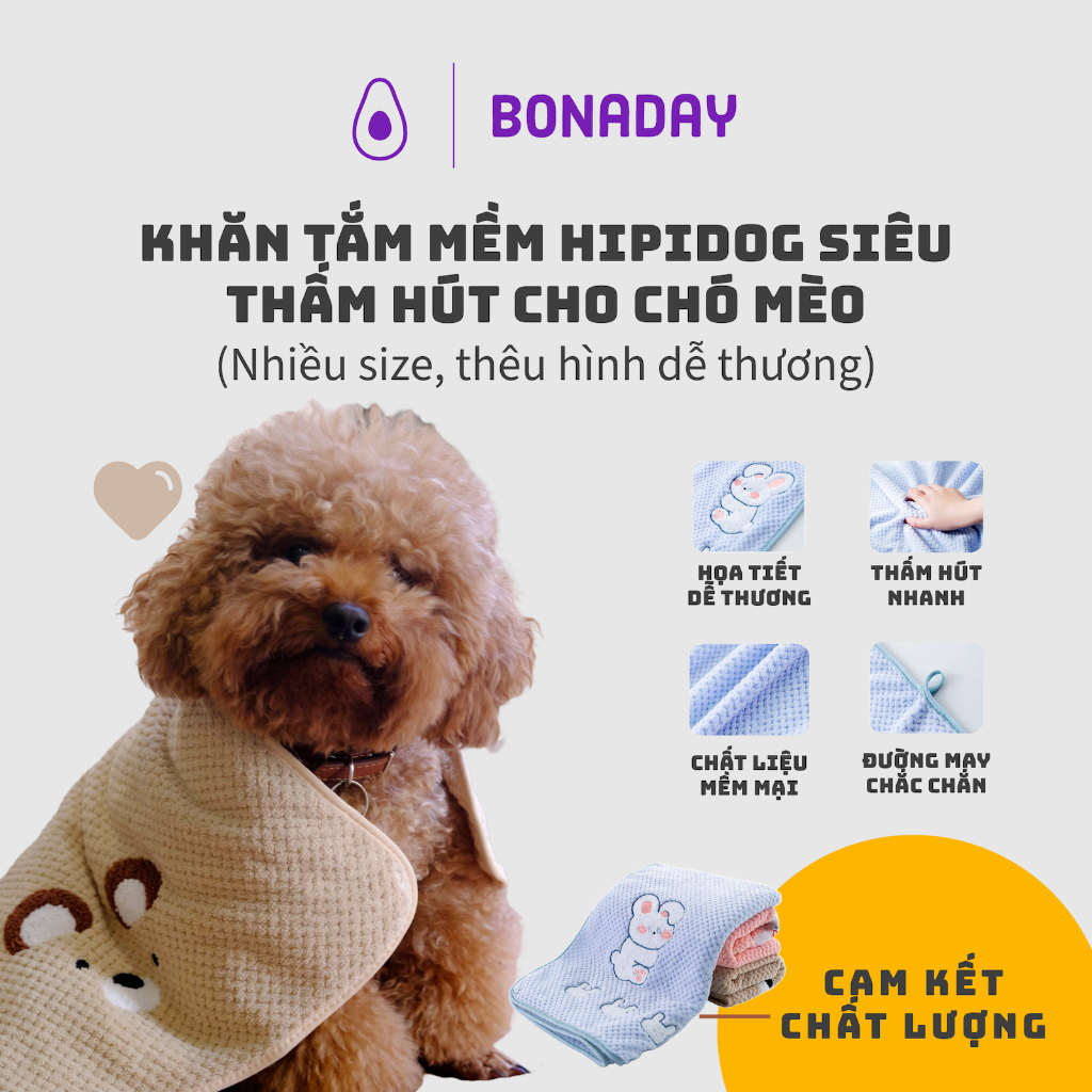 KHĂN TẮM LÔNG CỪU SAN HÔ HIPIDOG MỀM MẠI THẤM HÚT NHANH CHO CHÓ MÈO ...