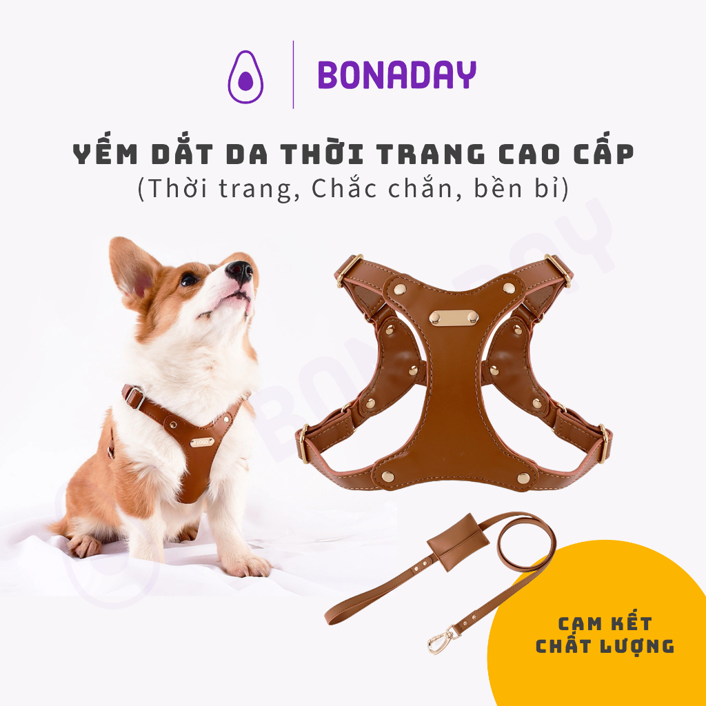 YẾM DẮT DA THỜI TRANG CAO CẤP, BONADAY PETS, thiết kế thời thượng, móc ...
