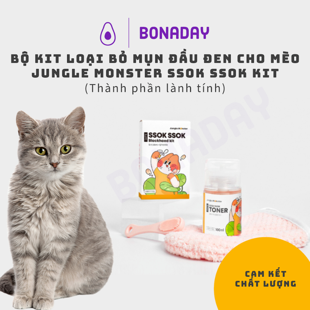BỘ KIT LOẠI BỎ MỤN ĐẦU ĐEN CHO MÈO JUNGLE MONSTER SSOK SSOK Kit BONADAY ...