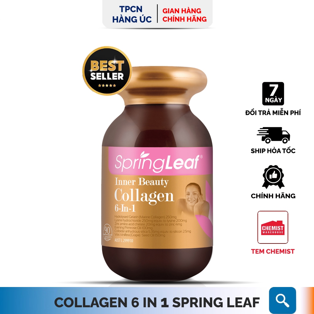 Viên uống Collagen 6in1 SpringLeaf của Úc chống lão hóa, làm sáng da ...