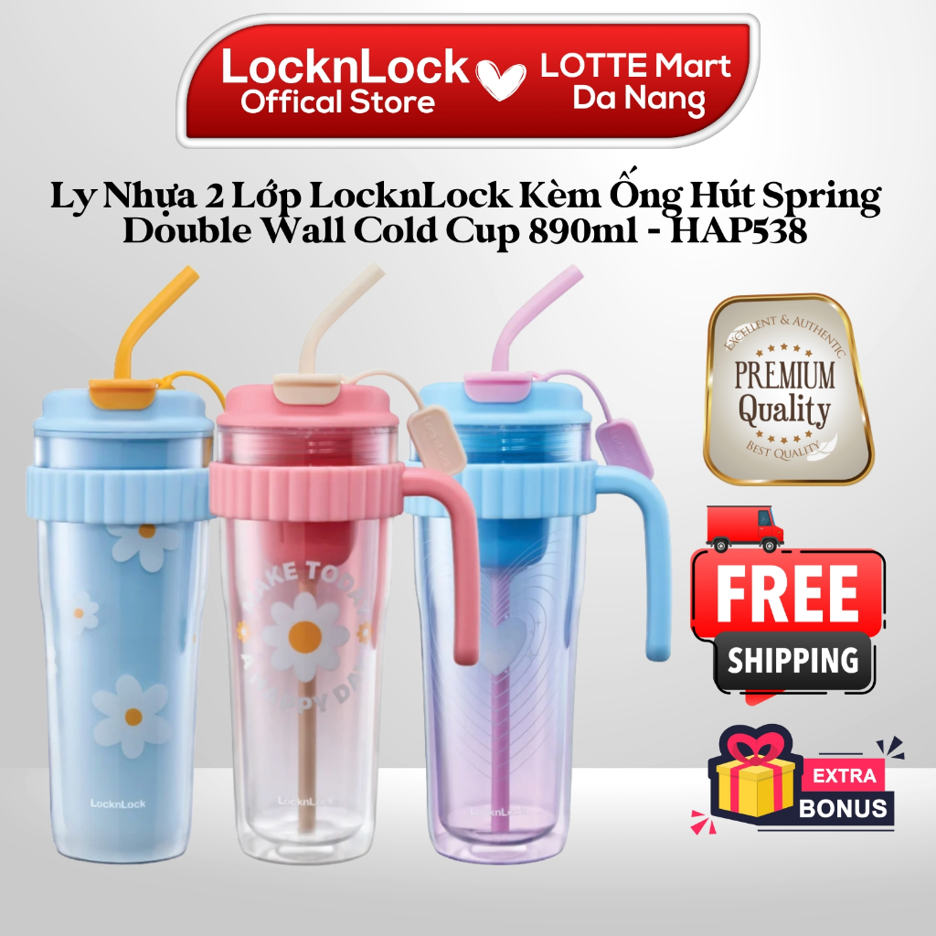 Ly Nhựa 2 Lớp LocknLock Chính Hãng Kèm Ống Hút Spring Double Wall Cold ...