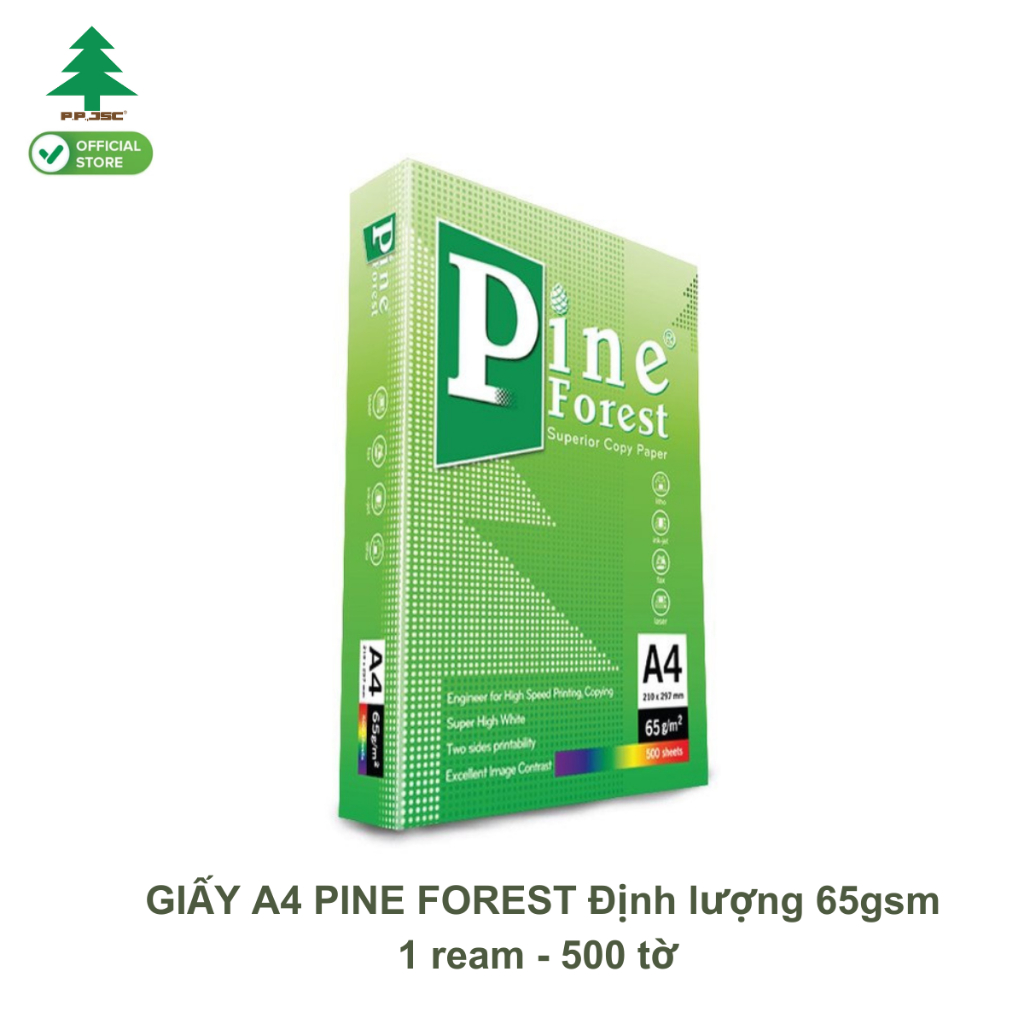 Giấy photo Pine Forest A4 ĐL 65g/m2 ( 500 tờ/1 ram ) | Shopee Việt Nam