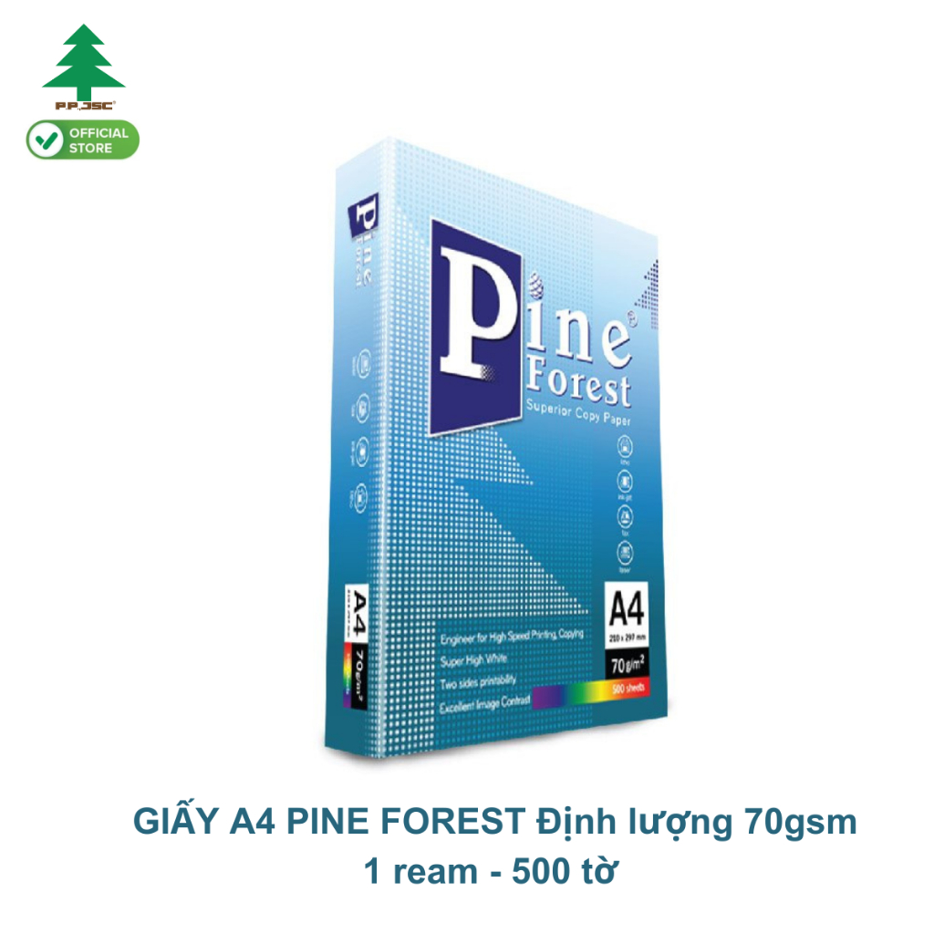 Giấy in, giấy photo Pine Forest A4 Đ𝐢̣𝐧𝐡 𝐥𝐮̛𝐨̛̣𝐧𝐠 𝟕𝟎𝐠/𝐦𝟐 ( 500 tờ/1 ram ...