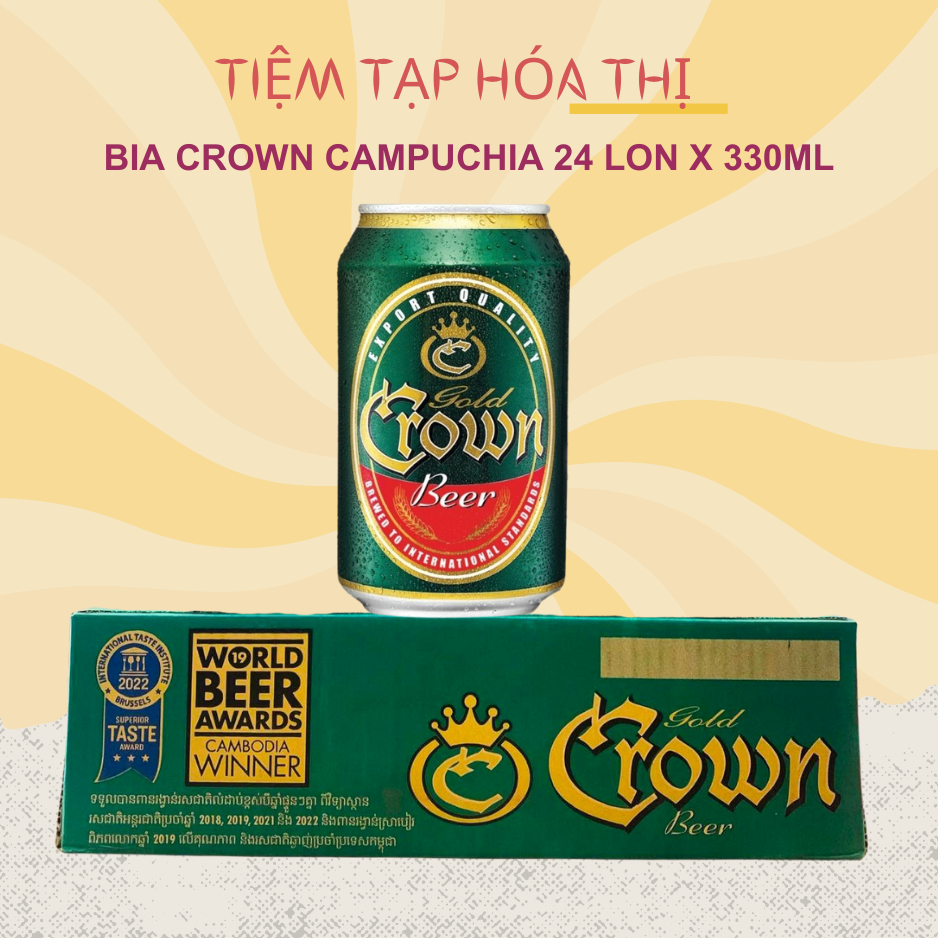 Thùng 24 Lon Bia Gold Crown Campuchia 330ml Nồng Độ 4.5% | Shopee Việt Nam