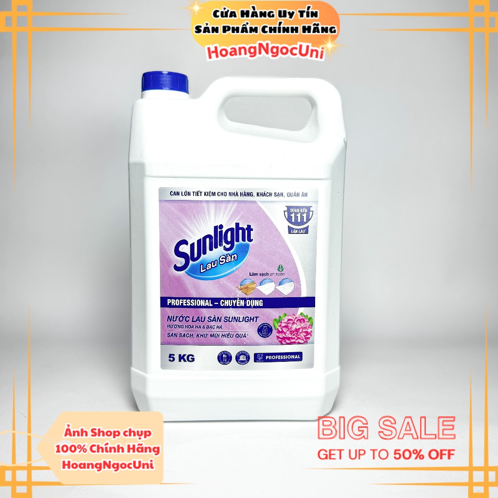 Nước lau sàn Sunlight 5kg hương hoa lily và tinh dầu thảo mộc chính ...