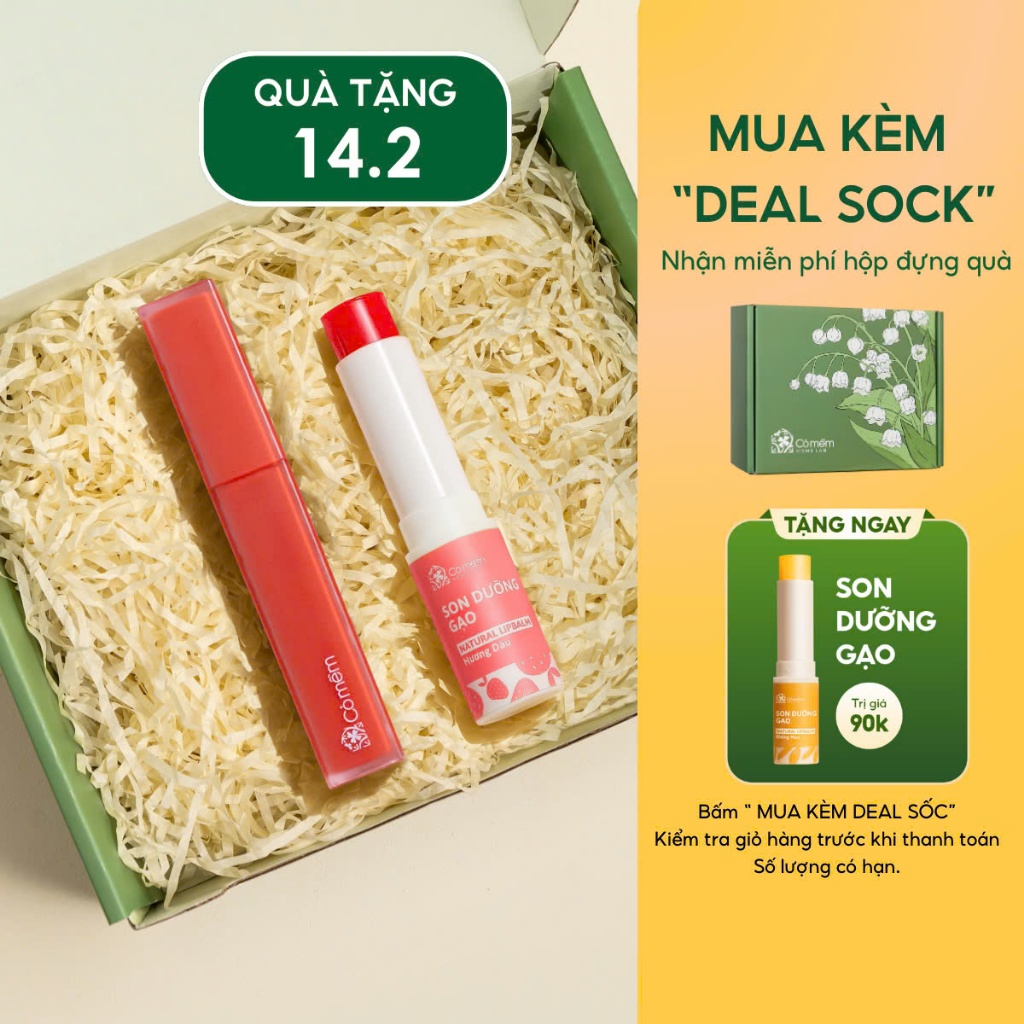 Combo Son Kem Và Son Dưỡng Thiên Nhiên Không Silicone Mềm Mượt Cỏ Mềm ...