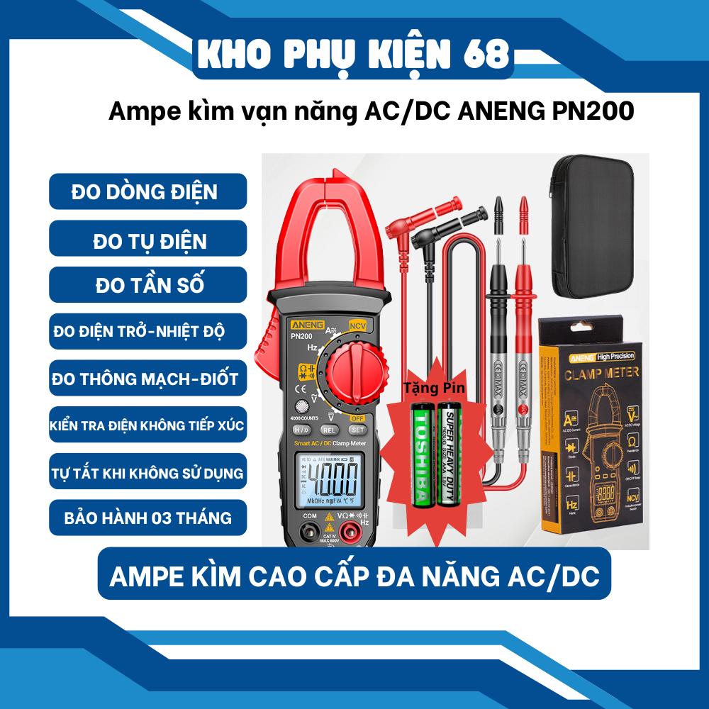 Ampe Kìm Đồng Hồ Kẹp Dòng Vạn Năng Cao Cấp ANENG PN200, ACA / DCA | Shopee Việt Nam
