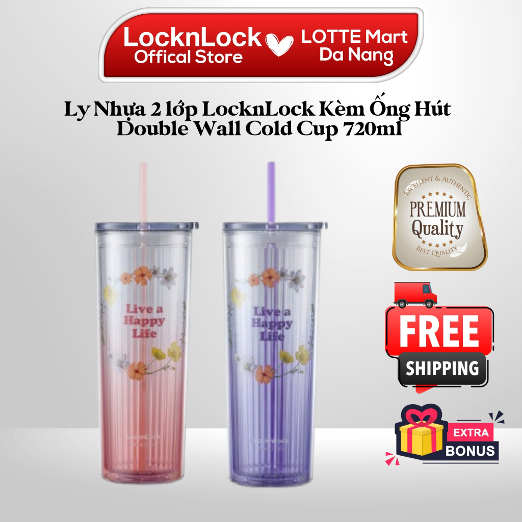 Ly nhựa 2 lớp Lock&Lock kèm ống hút Double Wall Cold Cup 720ml- LocknLock Lotte Mart Da Nang ...