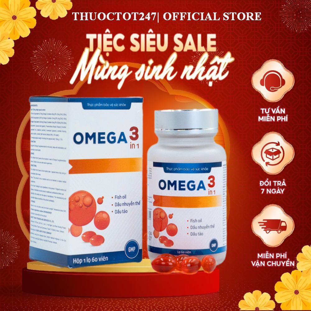 Viên uống dầu cá OMEGA 3 IN 1 tăng cường sức khoẻ não bộ, tim mạch và ...