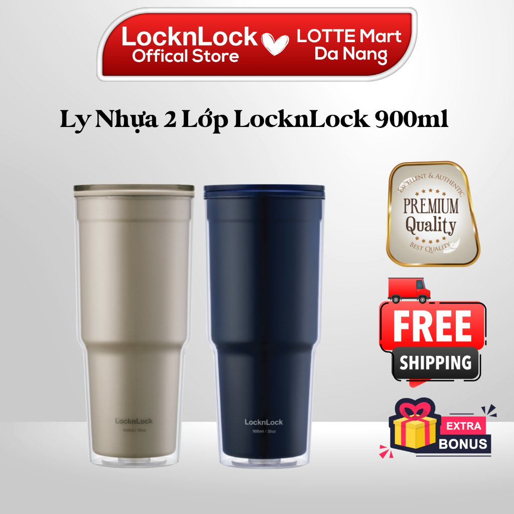Ly nhựa 2 lớp Lock&Lock Double Wall Cold Cup 900ml HAP502- LocknLock Lotte Mart Da Nang | Shopee ...