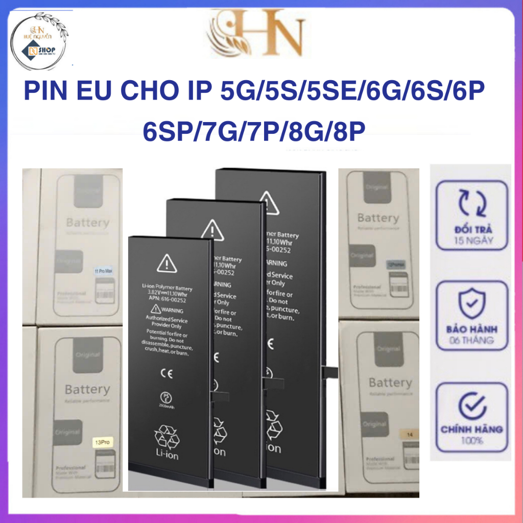 Pin EU Cho IP 5g/5s/6/6s/6p/6sp/7/7p/8/8p Mới 1 đổi 1 trong 15 ngày ...