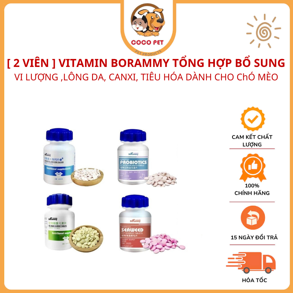[ 10 Viên ] Vitamin Borammy Tổng Hợp Bổ Sung Vi Lượng ,Lông Da, Canxi ...